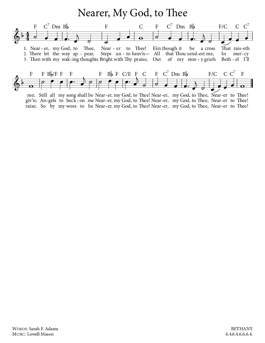 Nearer My God To Thee Midi